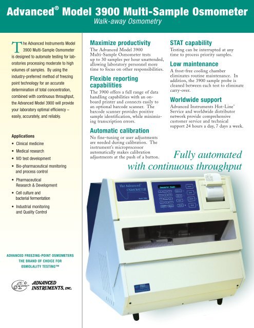 AdvancedÂ® Model 3900 Multi-Sample Osmometer