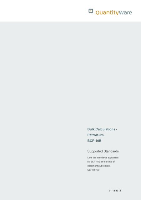 BCP 10B Supported Standards - QuantityWare