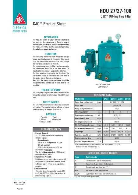 CJC Fine Filter HDU 27/27-108 - Cjc.dk