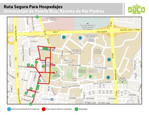 Mapa Ruta Segura para Hospedaje UPR Rio Piedras - DACO