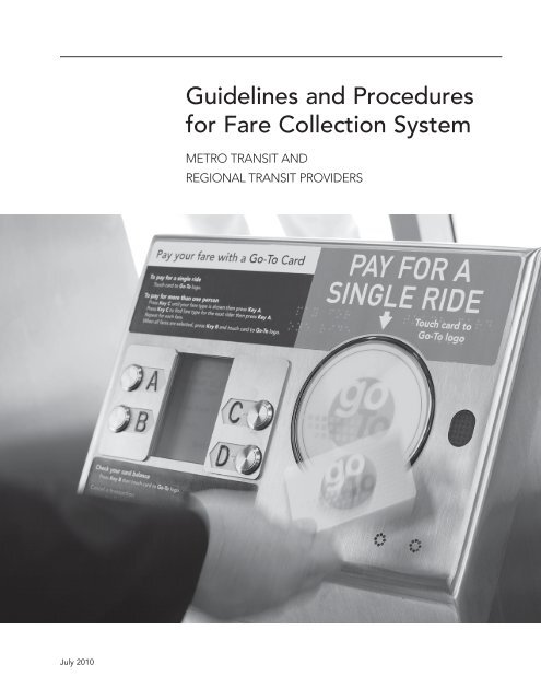 Guidelines and Procedures for Fare Collection System - Metro Transit