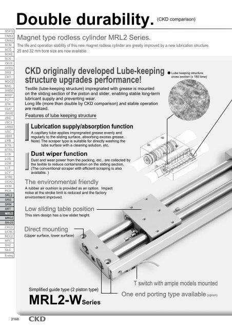 CKD series MRL2 magnet type rodless cylinder