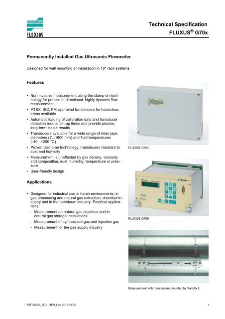 Technical Specification FLUXUS G70x
