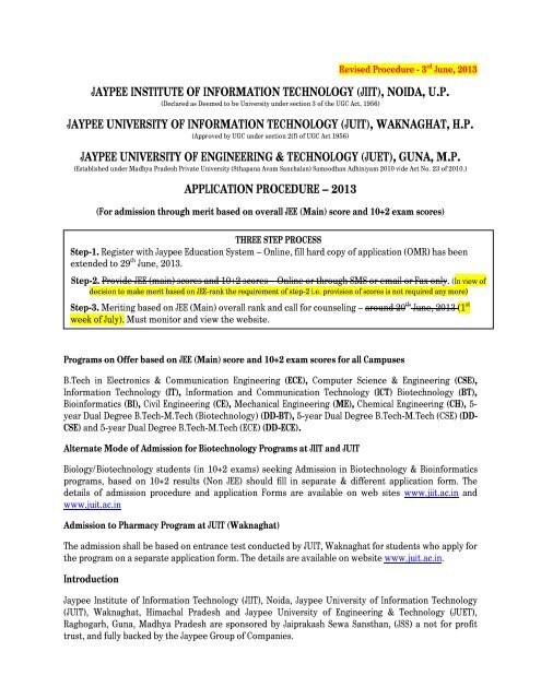 JAYPEE INSTITUTE OF INFORMATION TECHNOLOGY (JIIT ...