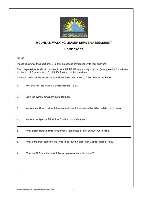 ML Summer Assessment Home Paper - Blue Peris Mountain Centre
