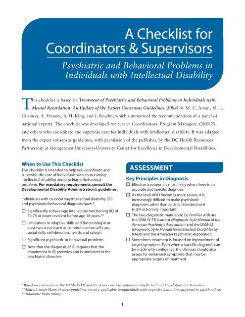 A Checklist for Coordinators & Supervisors - Georgetown University ...