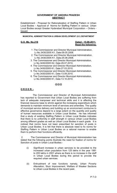 Proposal for Rationalization of Staffing Pattern in Urban ... - AP Online