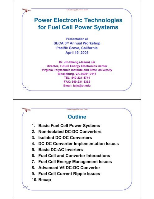 Power Electronic Technologies for Fuel Cell Power Systems