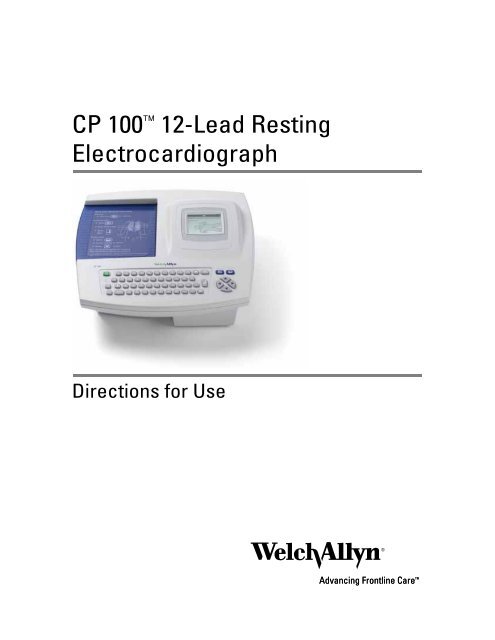 CP100 Electrocardiograph User Manual - Welch Allyn