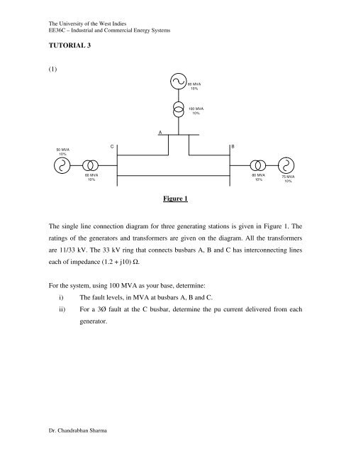 TUTORIAL 3 (1) Figure 1 The single line connection diagram for ...