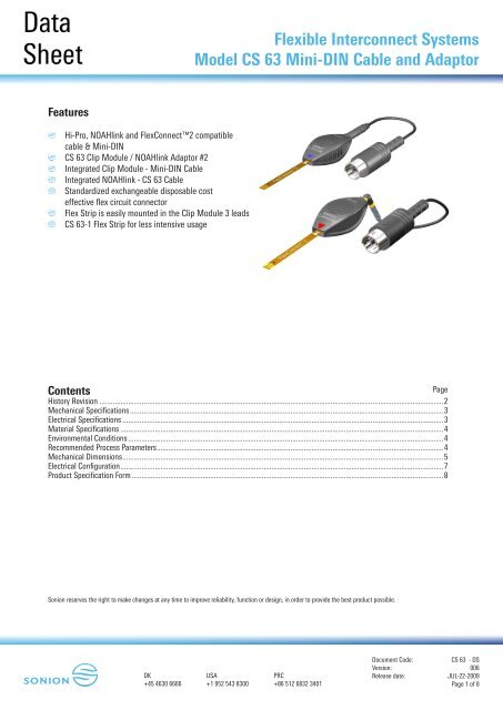 Flexible Interconnect Systems Model CS 63 Mini-Din Cable and ...