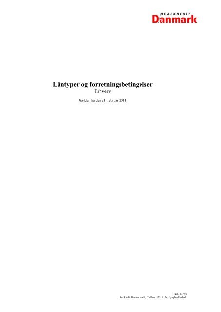 Låntyper og forretningsbetingelser - Realkredit Danmark