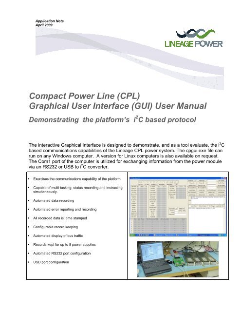 (CPL) Graphical User Interface (GUI) - Lineage Power
