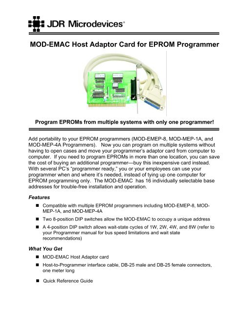 MOD-EMAC Host Adaptor Card for EPROM Programmer