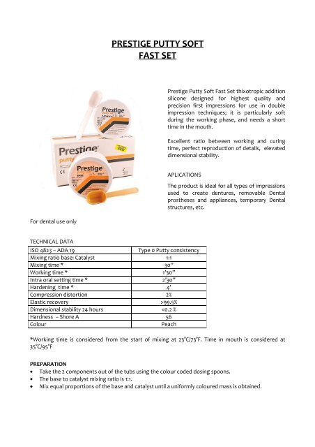 PRESTIGE PUTTY SOFT FAST SET - Vannini Dental