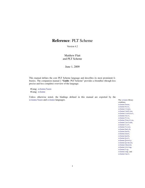 Reference: PLT Scheme - Download PLT Scheme