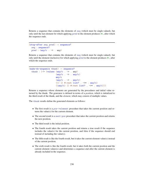 Returns a sequence that c