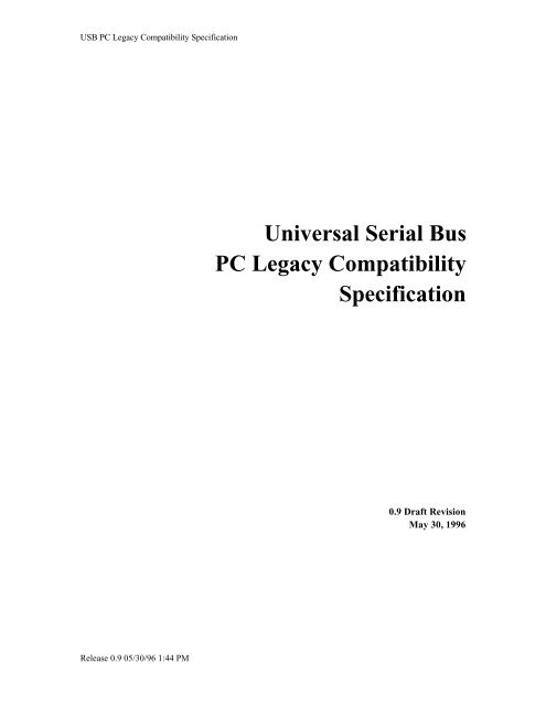 Universal Serial Bus PC Legacy Compatibility Specification - Otdl.com