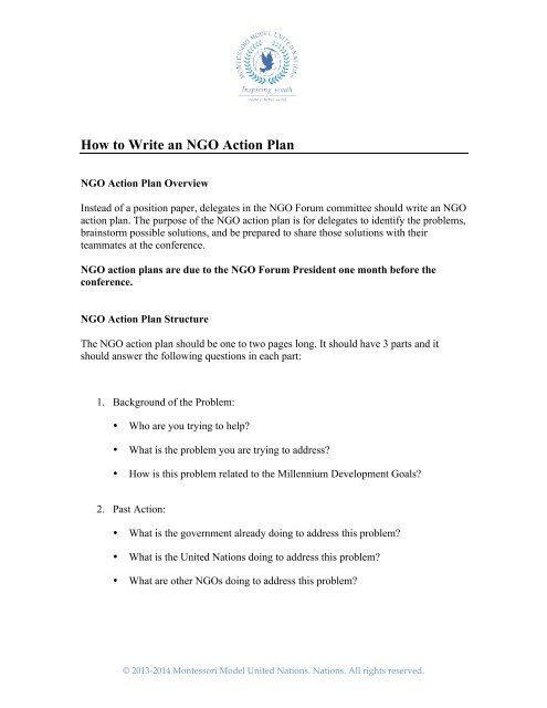 NGO Forum Action Plan - Montessori Model United Nations