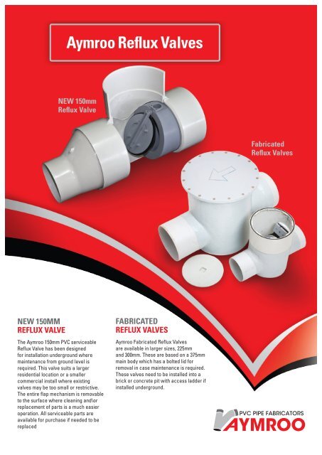 Aymroo Reflux Valves - Pride Industries