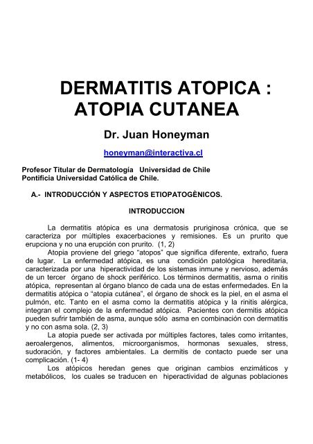 DERMATITIS ATOPICA : ATOPIA CUTANEA - Cilad