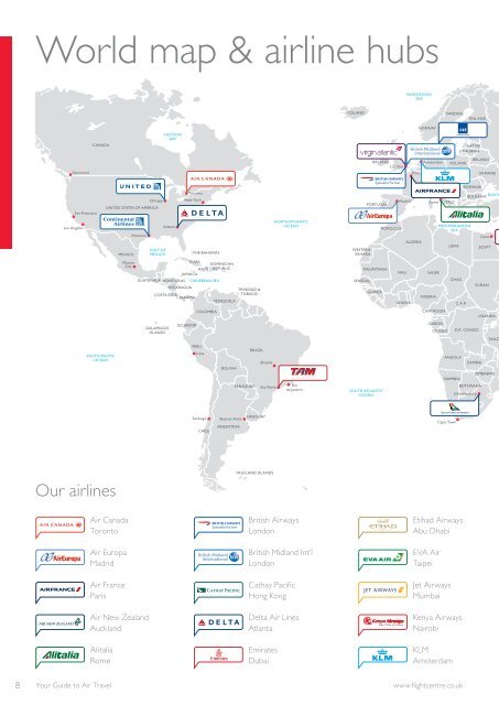 World map & airline hubs