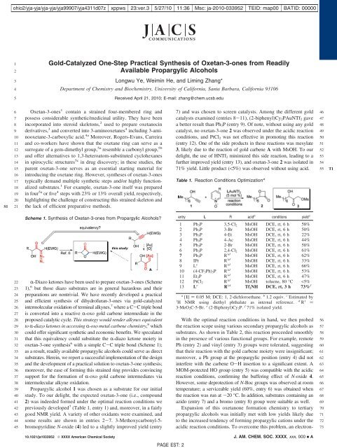 Gold-Catalyzed One-Step Practical Synthesis of Oxetan-3-ones from ... Gold-Catalyzed One-Step Practical Synthesis of Oxetan-3-ones from ...