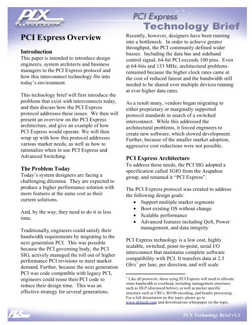 PCI Express Technology Overview - PLX Technology