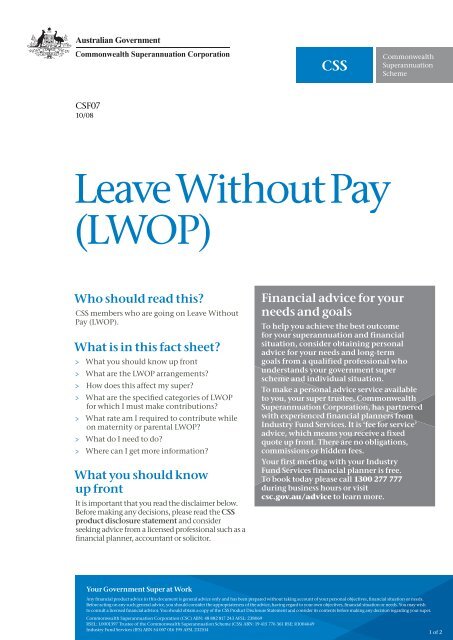 Leave Without Pay (LWOP) - CSS
