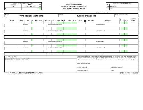 Transaction Request Form - California State Controller's Office ...
