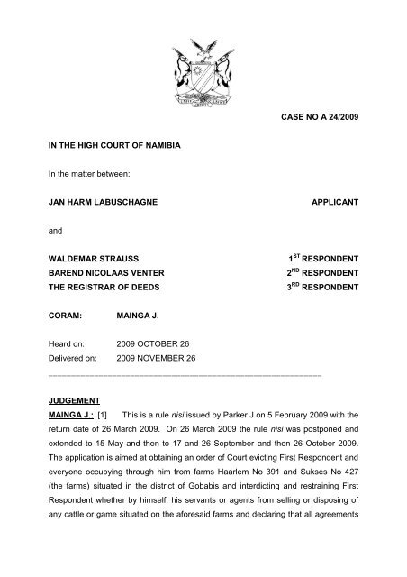 CASE NO - Superior Courts of Namibia