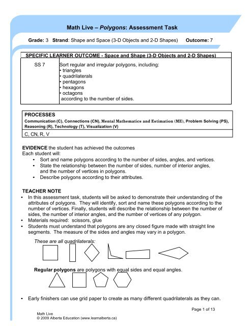 Polygons - Assessment Task - LearnAlberta.ca