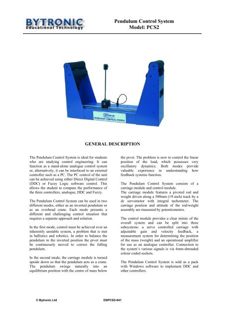Pendulum Control System Model: PCS2
