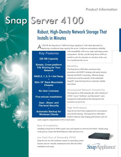 Snap Server 4100 Snap Server 4100 - Public Surplus