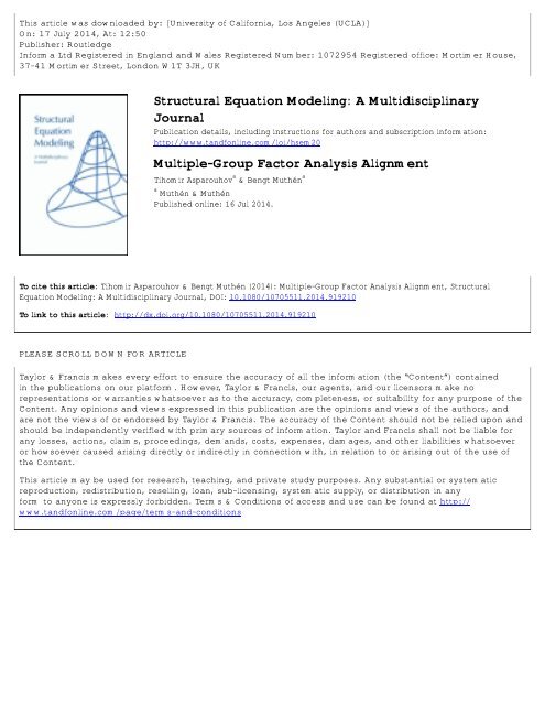 Multiple Group Factor Analysis Alignment - Mplus