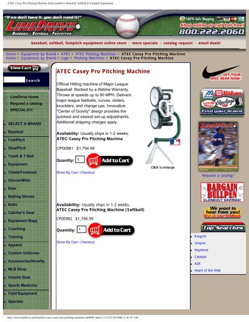 ATEC Casey Pro Pitching Machine from LineDrive Baseball, Softball ...