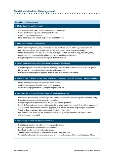Praktijkvoorbeelden | Management