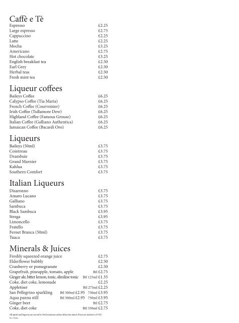 Coke Restuarants Menus