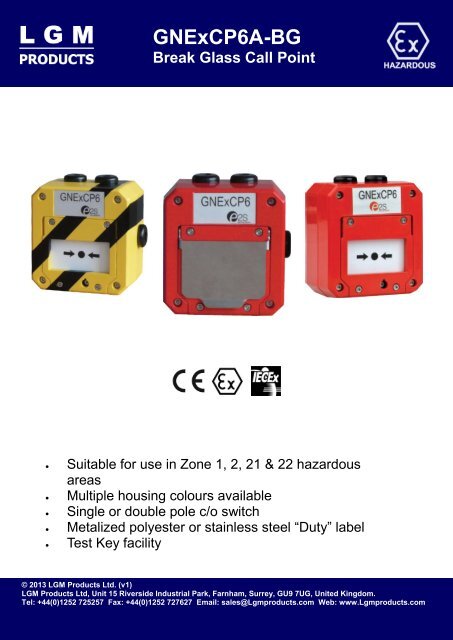 GNExCP6A-BG Call Point Break Glass - LGM Products Ltd
