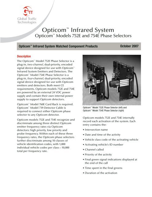 GTT Opticom Infrared 752E and 754E Phase Selectors - Temple, Inc.