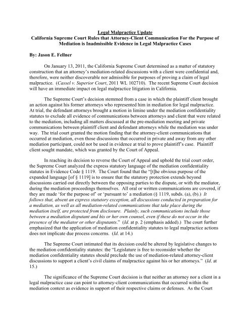 Legal Malpractice Update - Murphy Pearson Bradley & Feeney