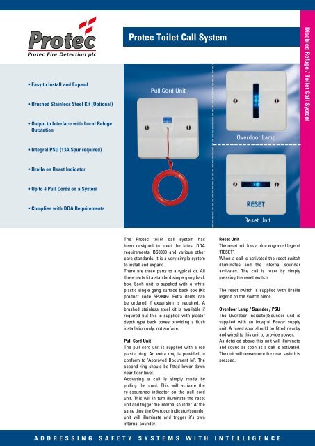 Toilet Call System - Protec Fire Detection