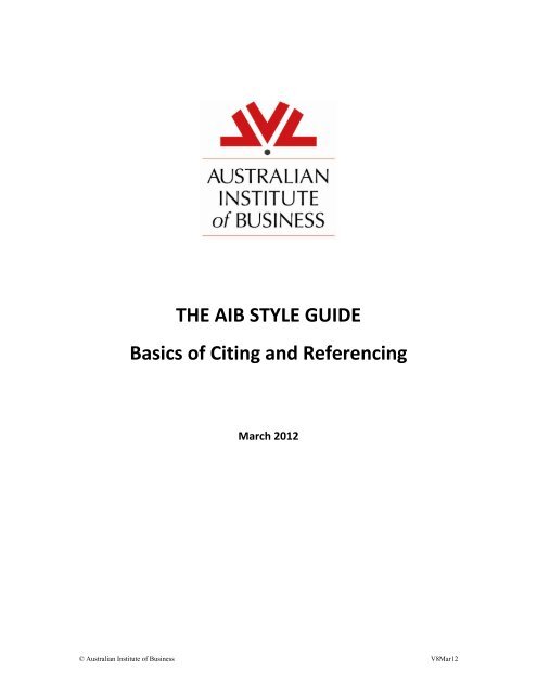 AIB Style Guide For Students - Monitronic Success College