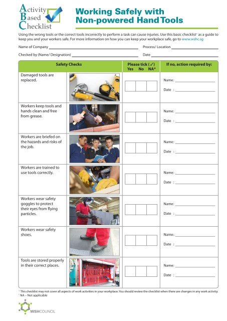 Working Safely with Non-powered Hand Tools