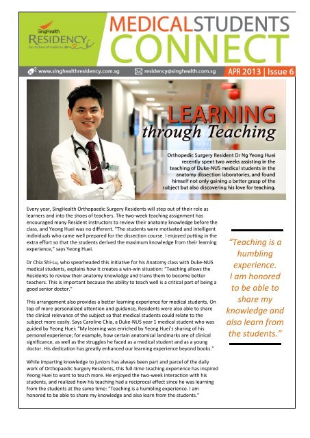 Issue 06, Apr 2013 - SingHealth Residency