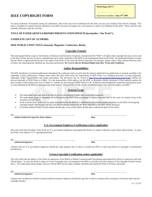 IEEE COPYRIGHT FORM