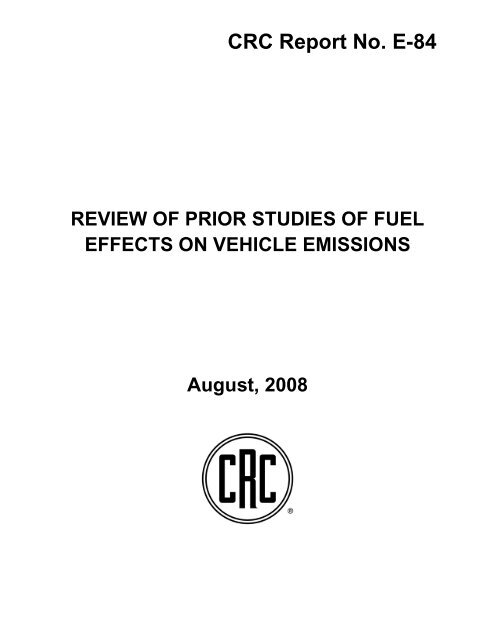 CRC Report E-84 - Coordinating Research Council