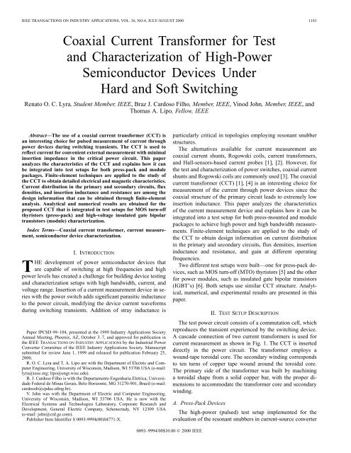 Coaxial current transformer for test and ... - IEEE Xplore