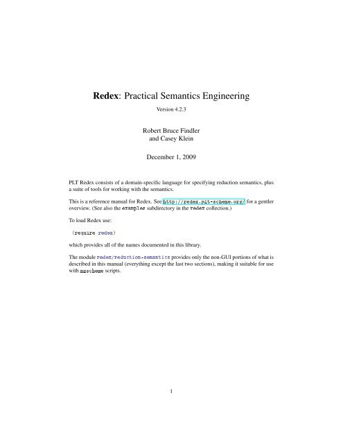 Redex: Practical Semantics Engineering - Download PLT Scheme