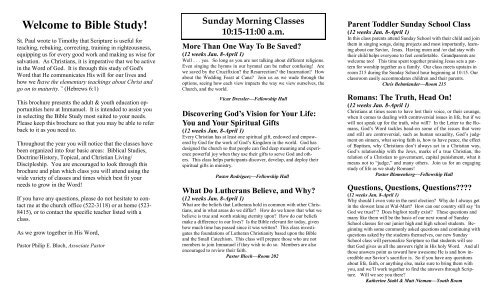 Welcome to Bible Study! - Immanuel Lutheran Church